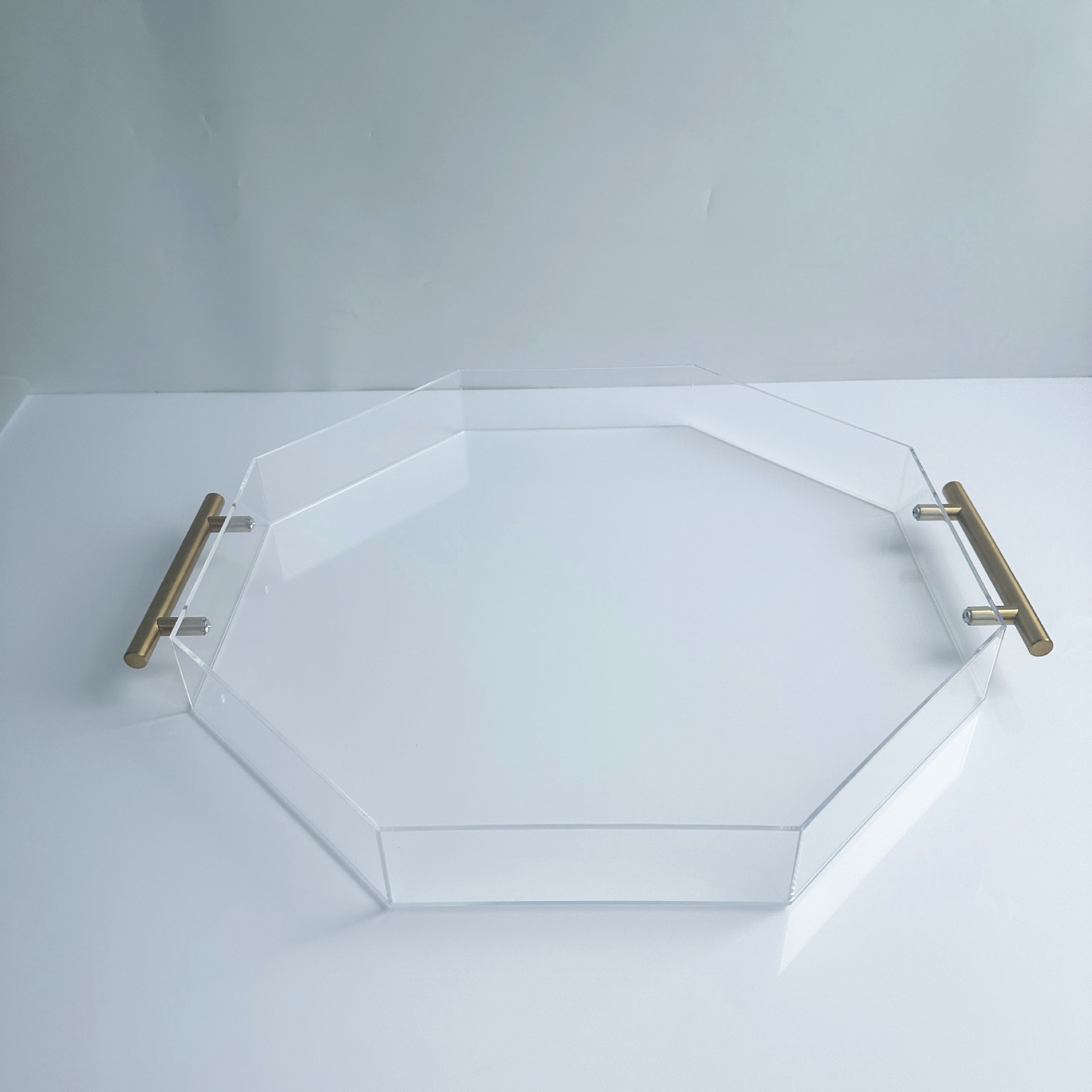 Acrylic Tray Octagonal Storage Box with Gold Handle